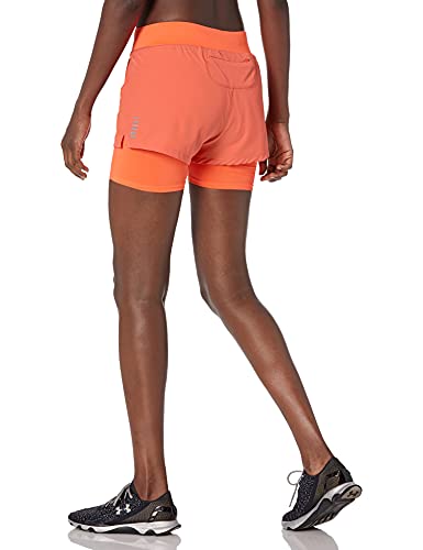 Under Armour Qualifier Speedpocket 2-in-1 Short, Coral Dust (642)/Reflective, X-Small