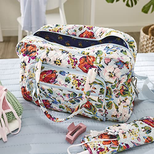 Vera Bradley Women's Cotton Weekender Travel Bag, Fresh-Cut Floral Green, One Size