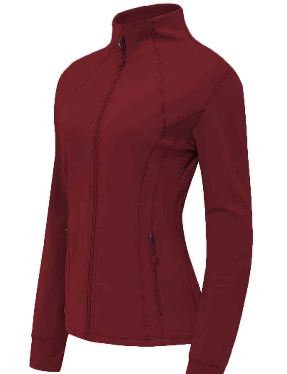 yuyangdpb Women's Sports Lightweight Full Zip-up Tight Workout Running Track Maple/Sugar Large