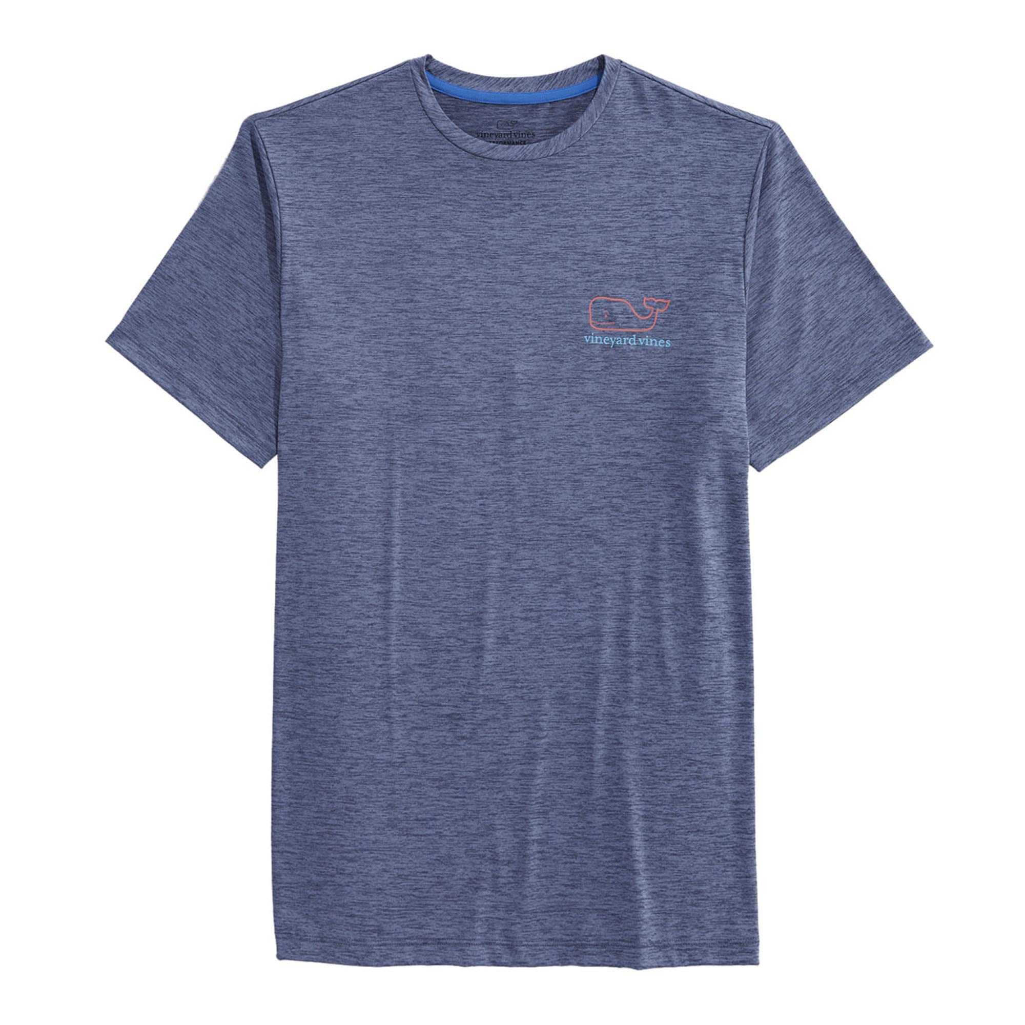 vineyard vines Men's Short Sleeve Whale Harbor Tee, Faded Indigo Heather, Small