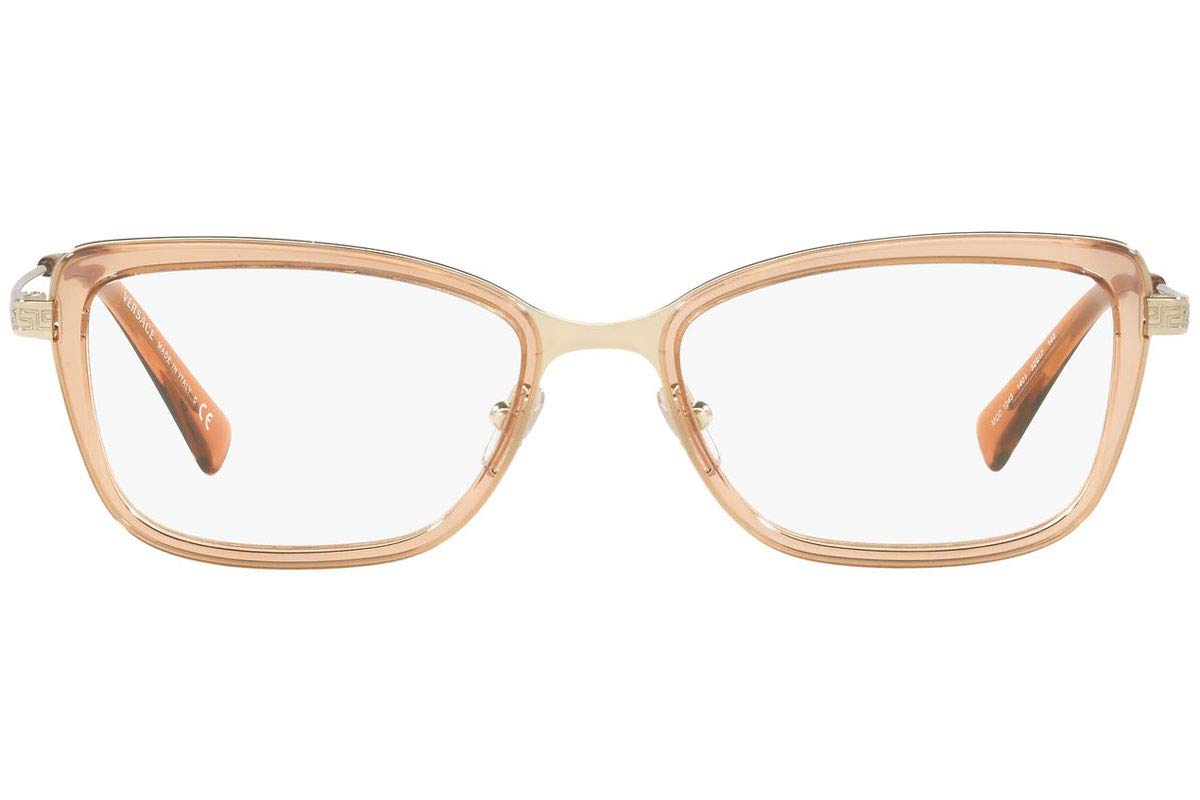 Versace VE1243 Eyeglass Frames 1401-52 - Pale Gold/brown Transp VE1243-1401-52