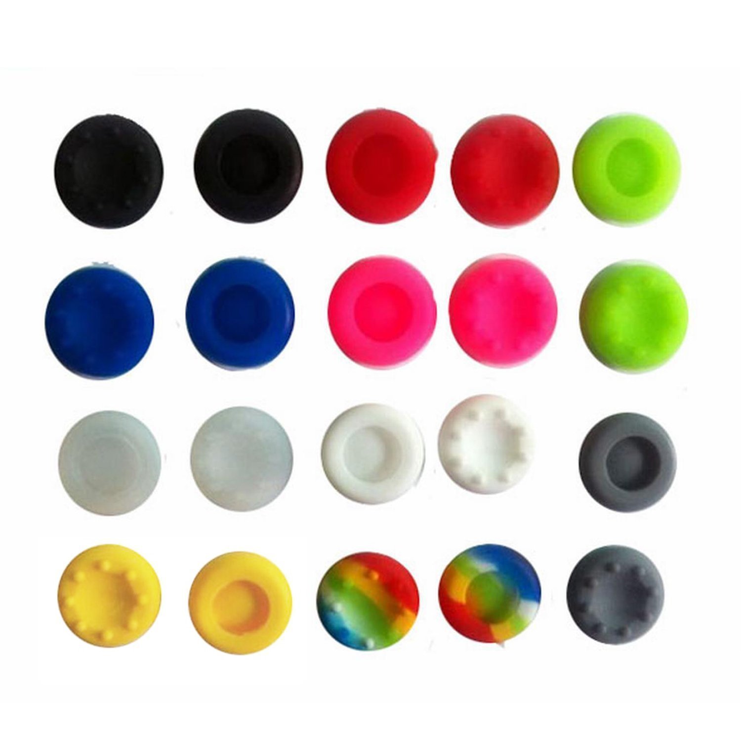 yueton 10 Pairs Colorful Silicone Accessories Replacement Parts Thumb Grip Cap Cover for PS2, PS3, PS4, XBox 360, XBox One Controller
