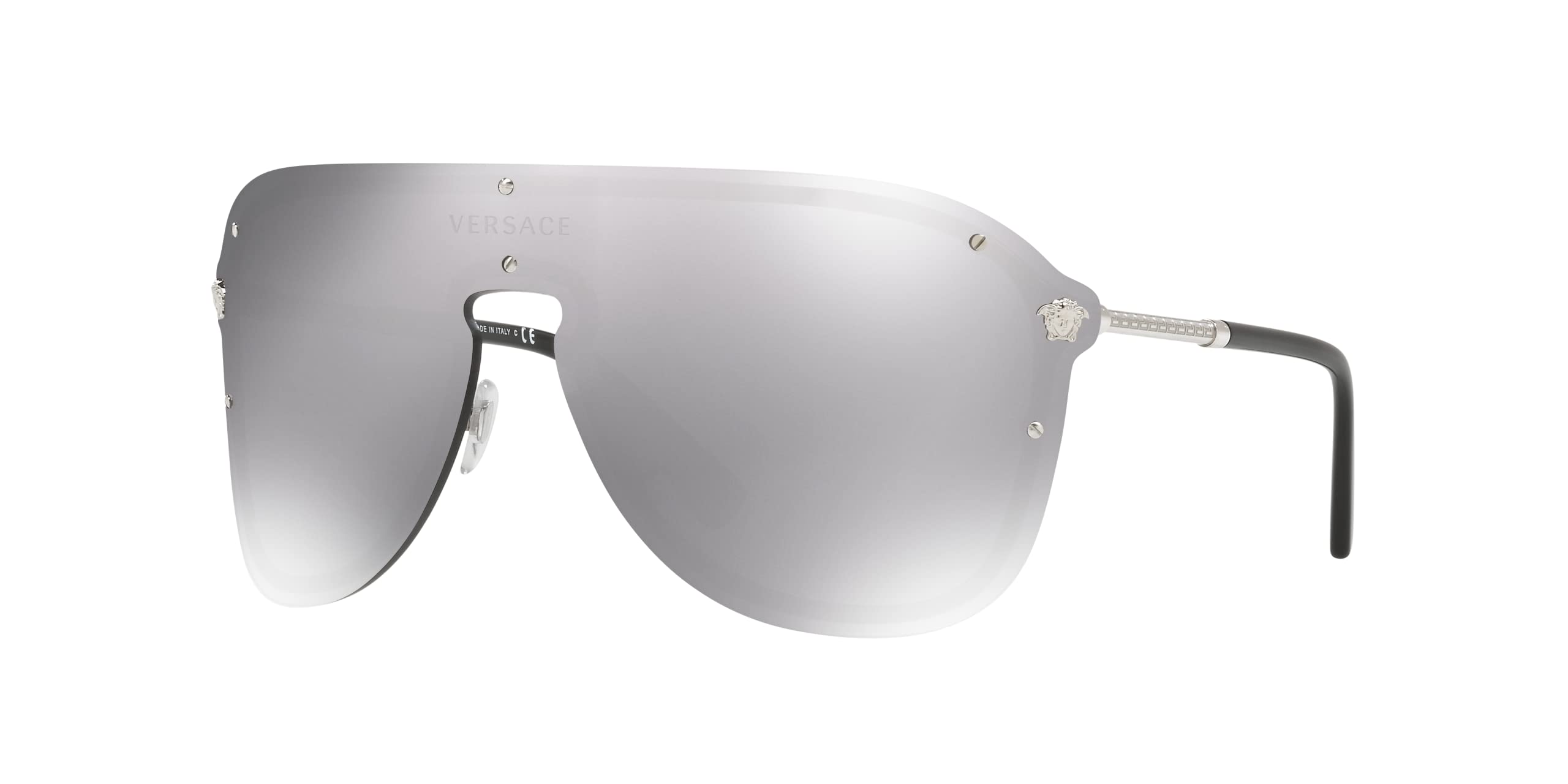 Versace Woman Sunglasses Silver Frame, Light Grey Mirror Silver Lenses, 0MM