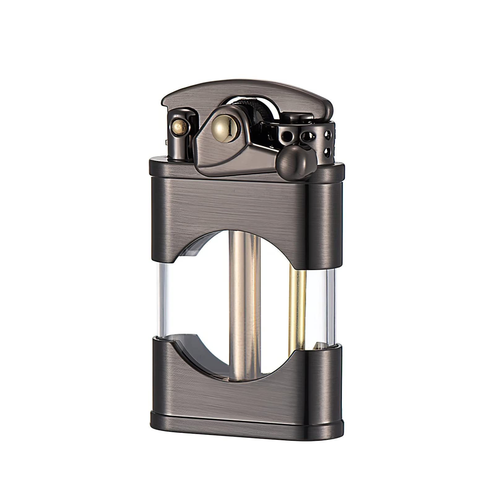 Vintage Lighter,Creative Transparent Bottle Design,Kerosene Lighter,Lighter Unique Birthday Gifts for Men Dad Husband (Black,Medium)