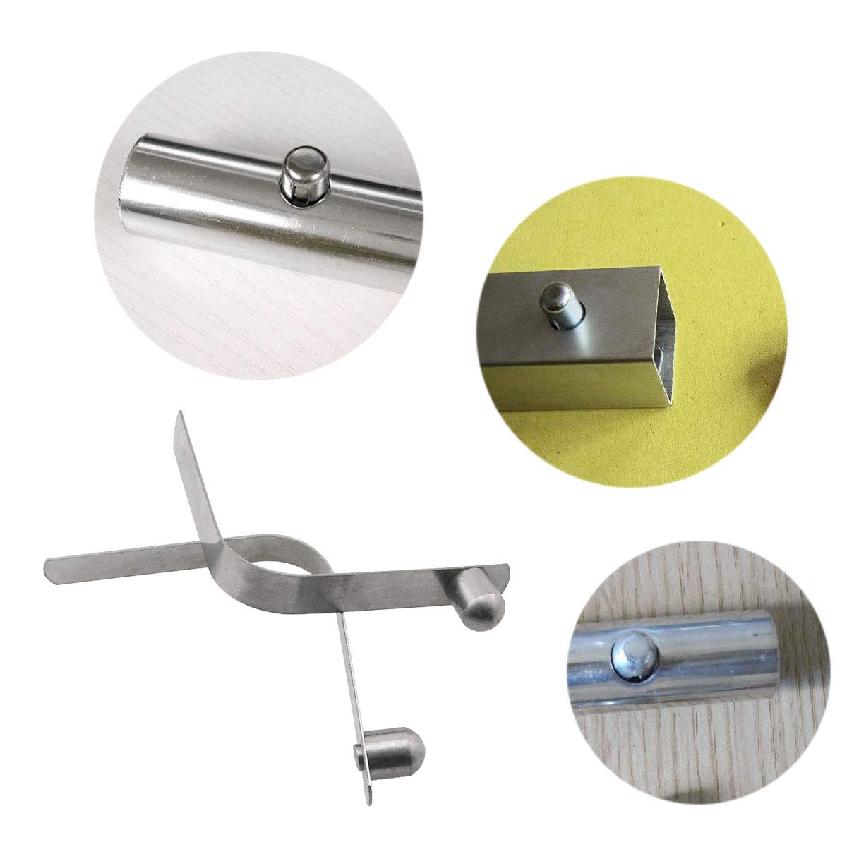 ZRM&E 6pcs 8mm Single Bead Solid Riveting 304 Stainless Steel V-shaped Spring Clips Canoe Paddle Spring Clip Telescopic Folding Tube Hole Positioning Leaf Spring