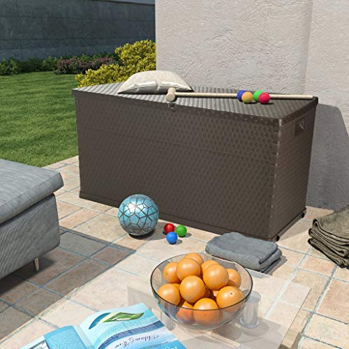 Unfade Memory Outdoor Storage Trunk Garden Storage Box Waterproof Large Deck Boxes for Patio Cushions and Gardening Tools 47.2"x22"x24.8" (Brown)