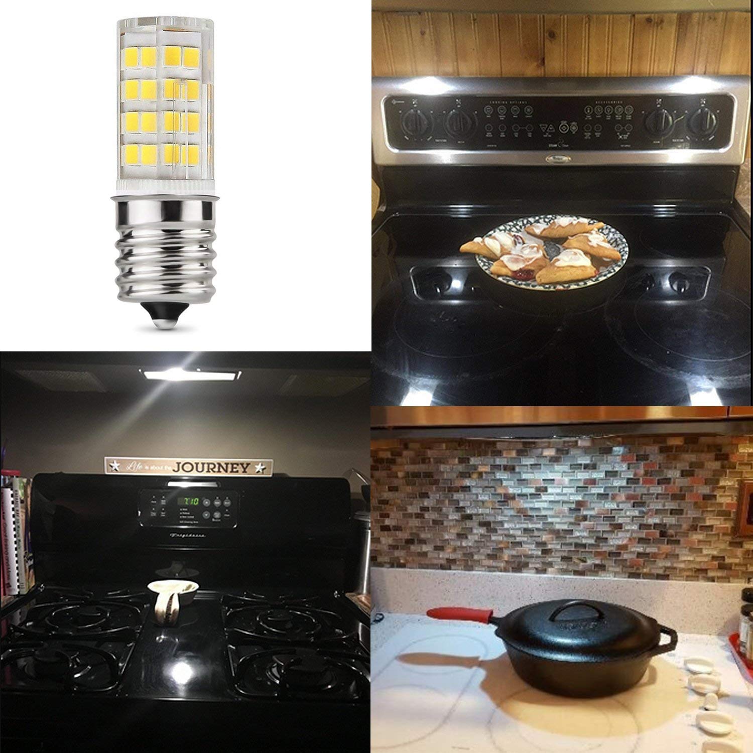 YUJIU E17 LED Bulb, Microwave Oven Light 5 Watt Daylight White 6000K dimmable 52x2835SMD AC110-130V (Pack of 2) (Daylight White 6000K)