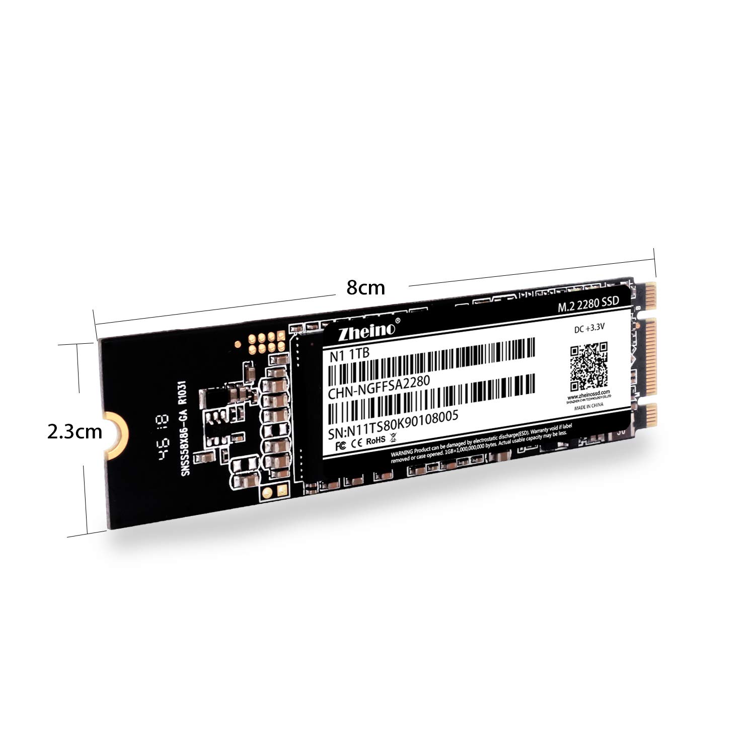 Zheino SSD M.2 2280 1TB NGFF SATA III 6gb/s Internal 3D Nand Solid State Drive for Ultrabooks and Tablets