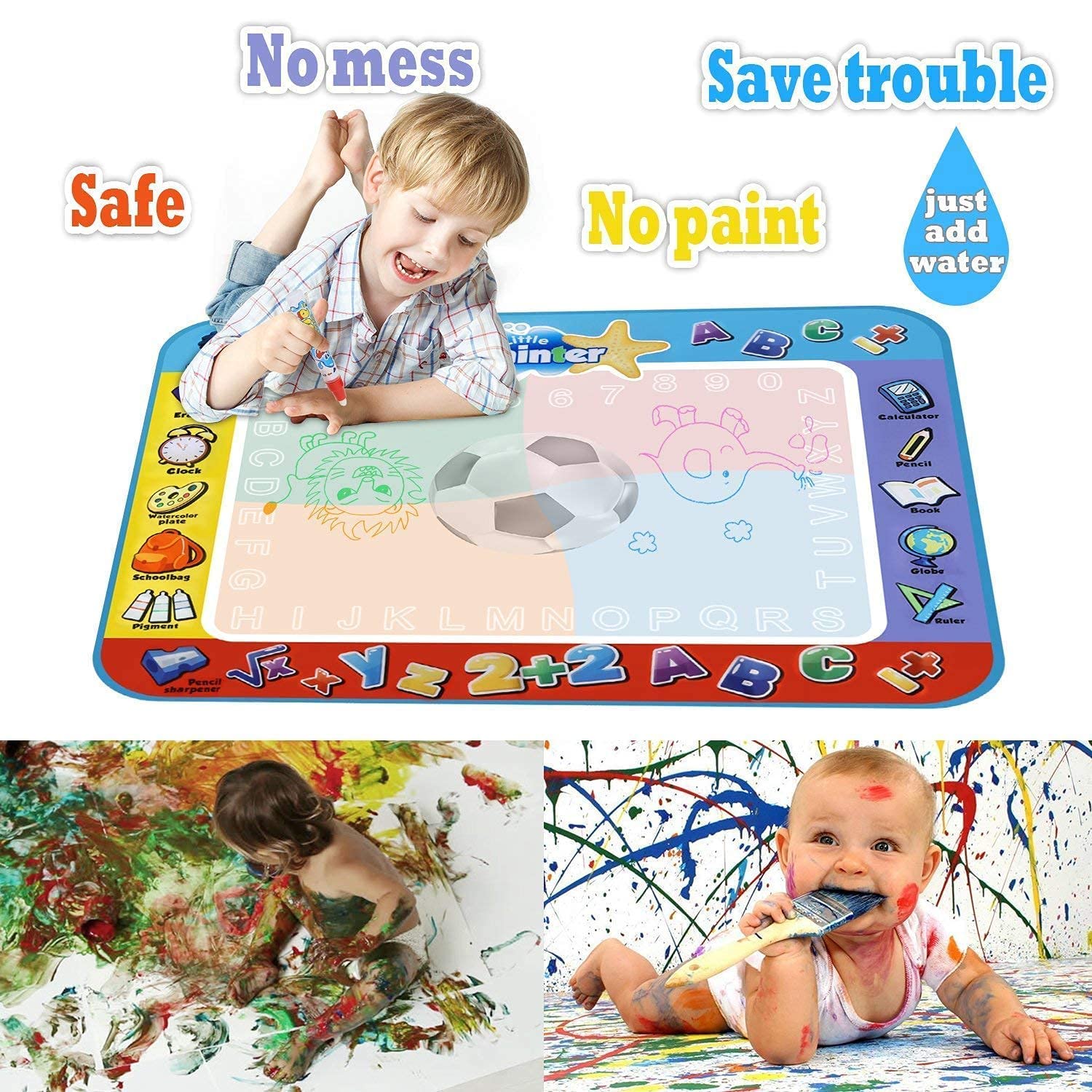 YEEBAY Interactive Whack A Frog Game & Water Doodle Mat, Gifts for Girls Boys Age 2 3 4 5+ Years Old