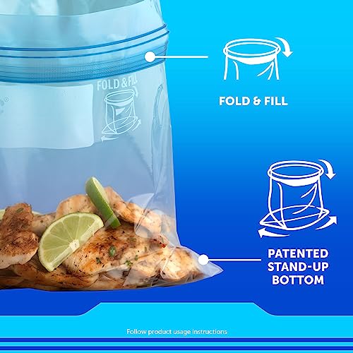 Ziploc Gallon Food Storage Freezer Bags, Stay Open Design with Stand-Up Bottom, Easy to Fill, 60 Count