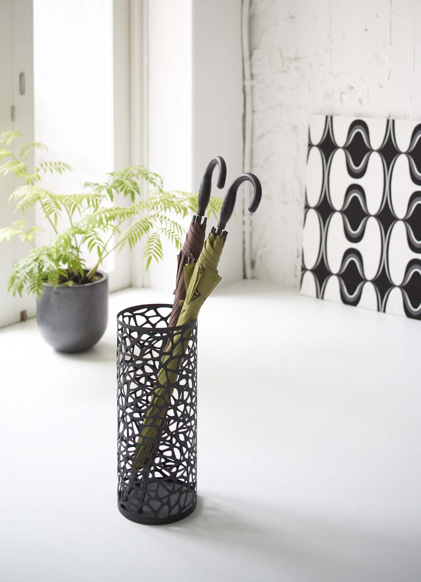 Yamazaki Home Umbrella Stand - Storage for Umbrellas and Walking Canes Steel One Size Black