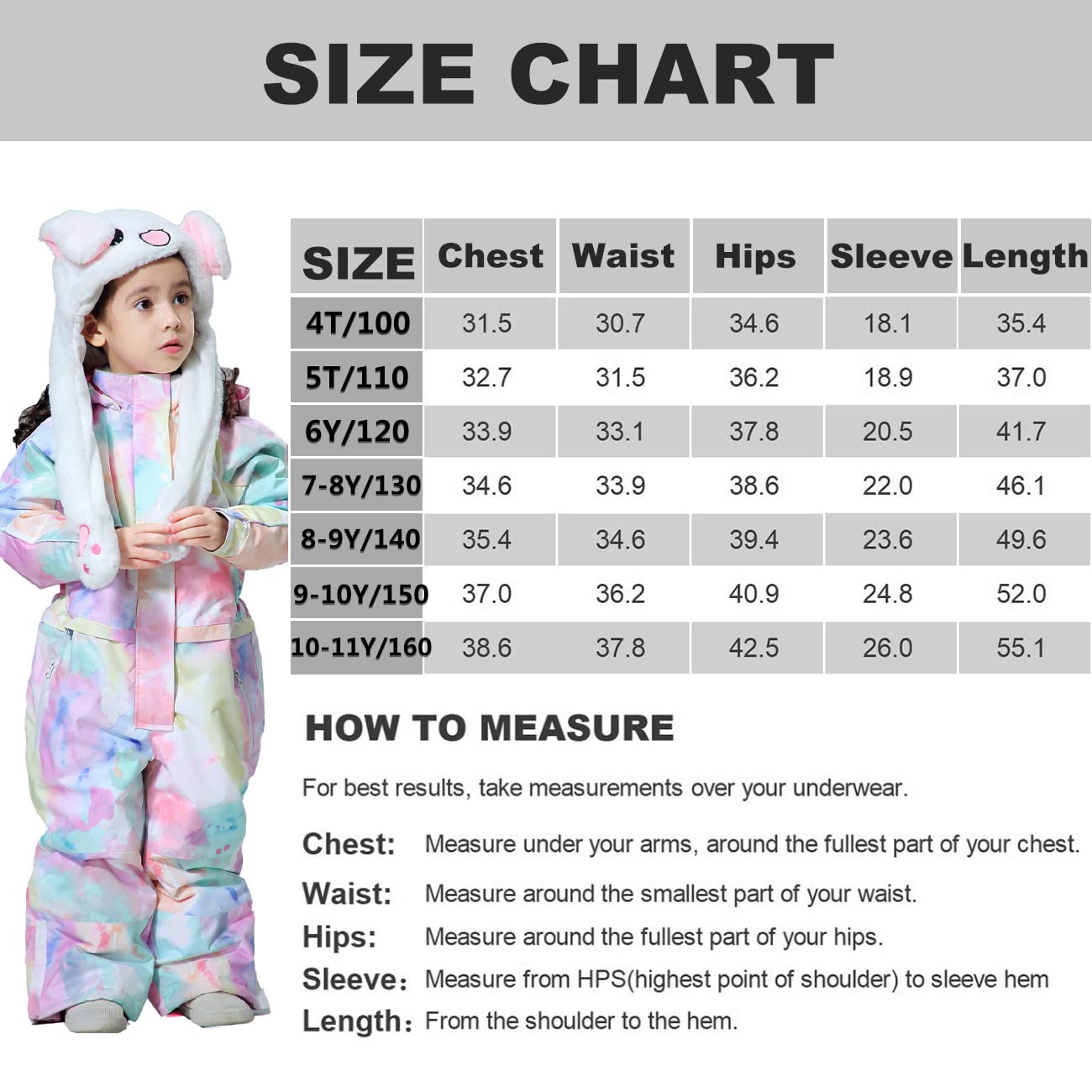 YEEFINE Girl's Snowsuit One Piece Ski Suits Jackets Waterproof Winter Warm Jumpsuits Snowboard Coats for Kids