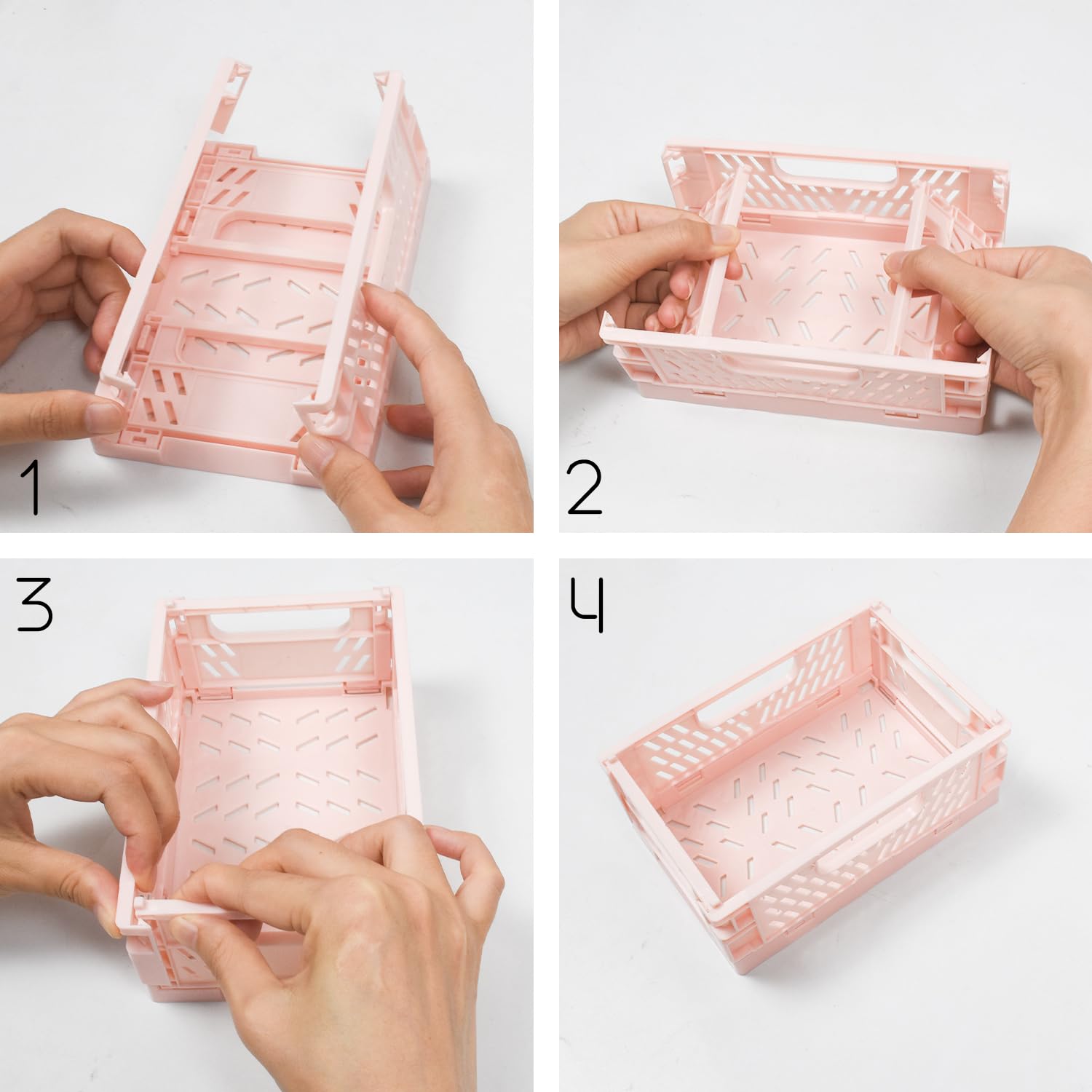 VIEKIER 6 Pack Pastel Storage Crates Mini Plastic Baskets Crates Small Baskets Durable Reliable Folding Storage Crate for Home (5.9"x4"x2.28")