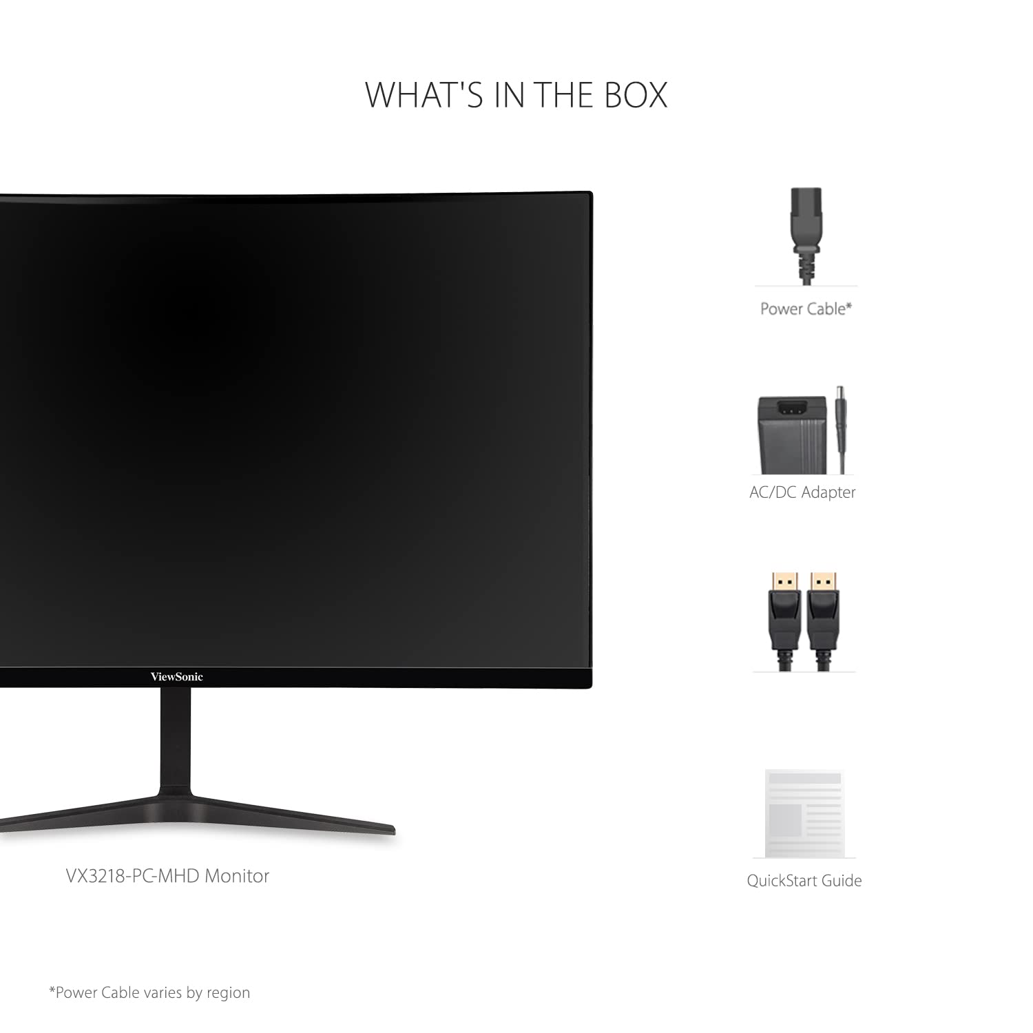 ViewSonic VX3218-PC-MHD 32 Inch Full HD 1080p 165Hz 1ms Curved Gaming Monitor with Adaptive-Sync Eye Care Frameless HDMI and Display Port (Renewed)