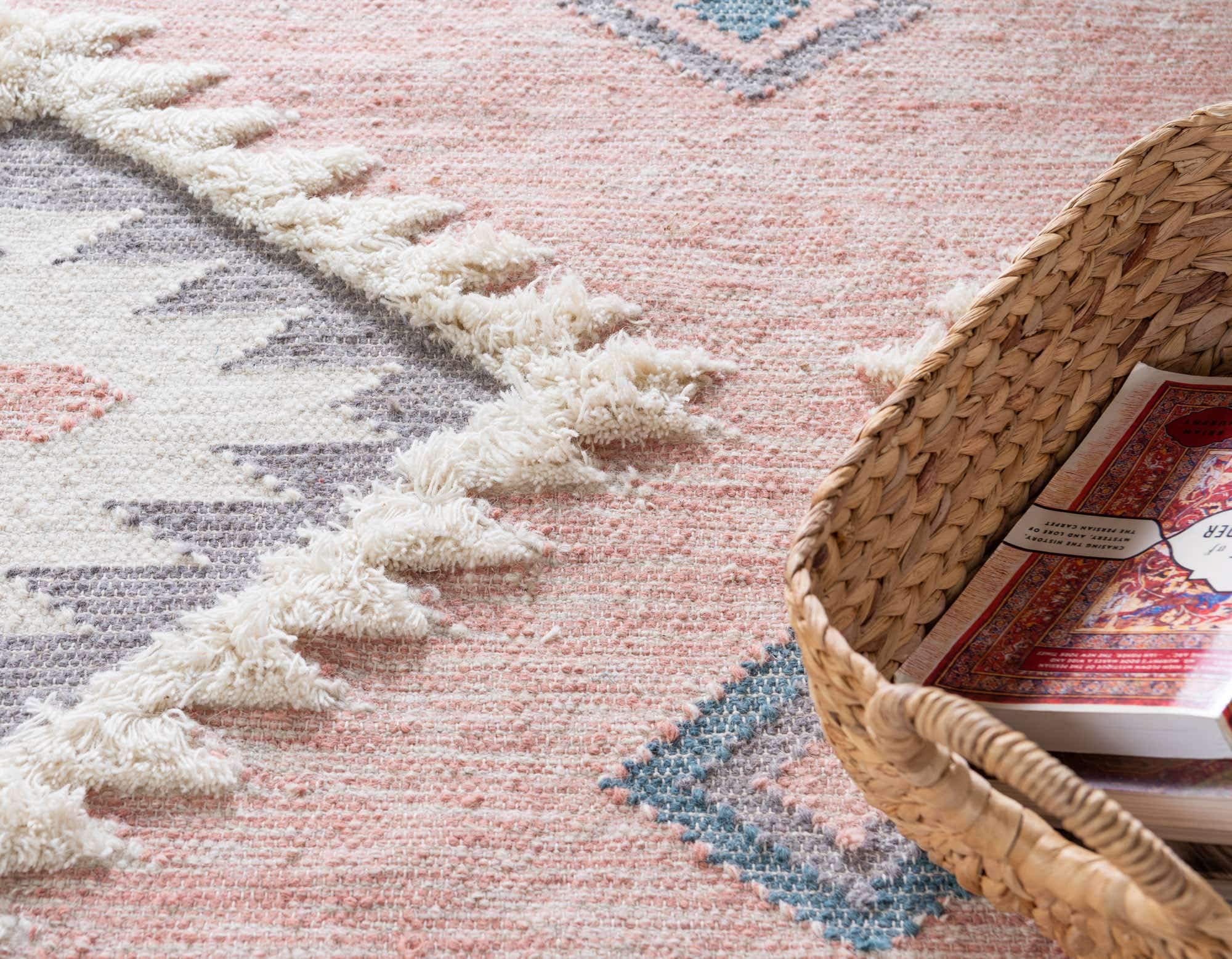 Unique Loom Mesa Collection Area Rug - Papago (8' x 11' Rectangle, Pink/ Cream)