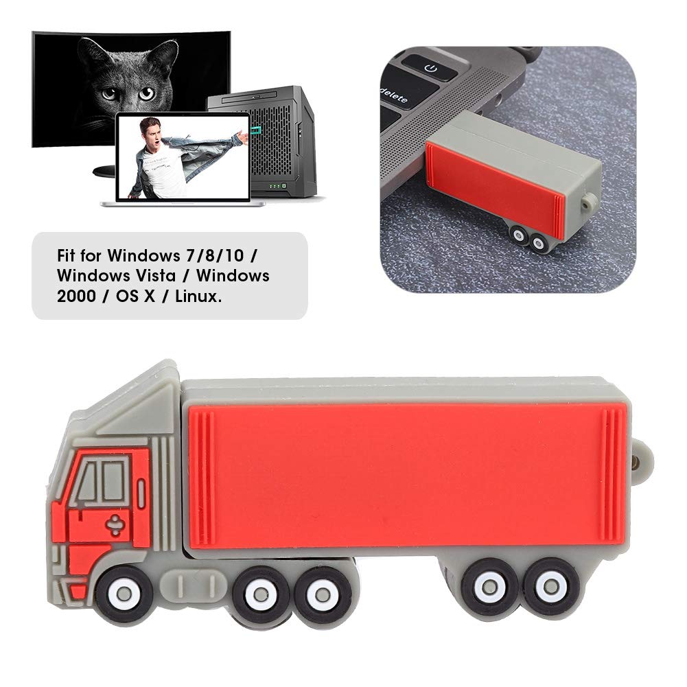 Yencoly Truck-Shaped U Disk USB Drive, Mini Memory Storage, U Disk, USB3.0 for OS X/for PC Laptop(32G)