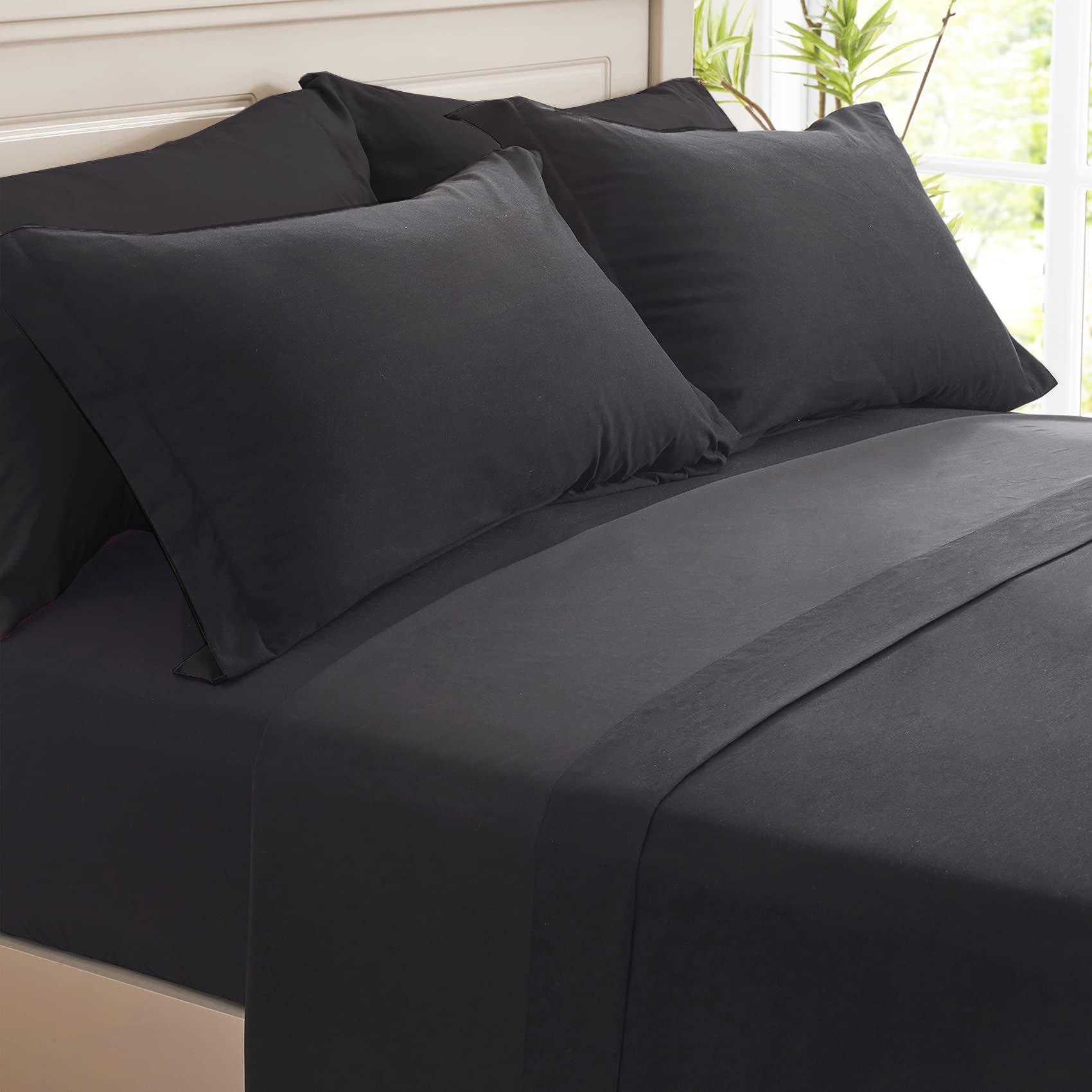 Zzlpp Queen Size Bed in a Bag 7 Pieces,Burnt Orange Bed Comforter Set with Comforter and Sheets, All Season Bedding sets with 1 Comforter,2 Pillow Shams,2 Pillowcases,1 Flat Sheet,1 Fitted Sheet