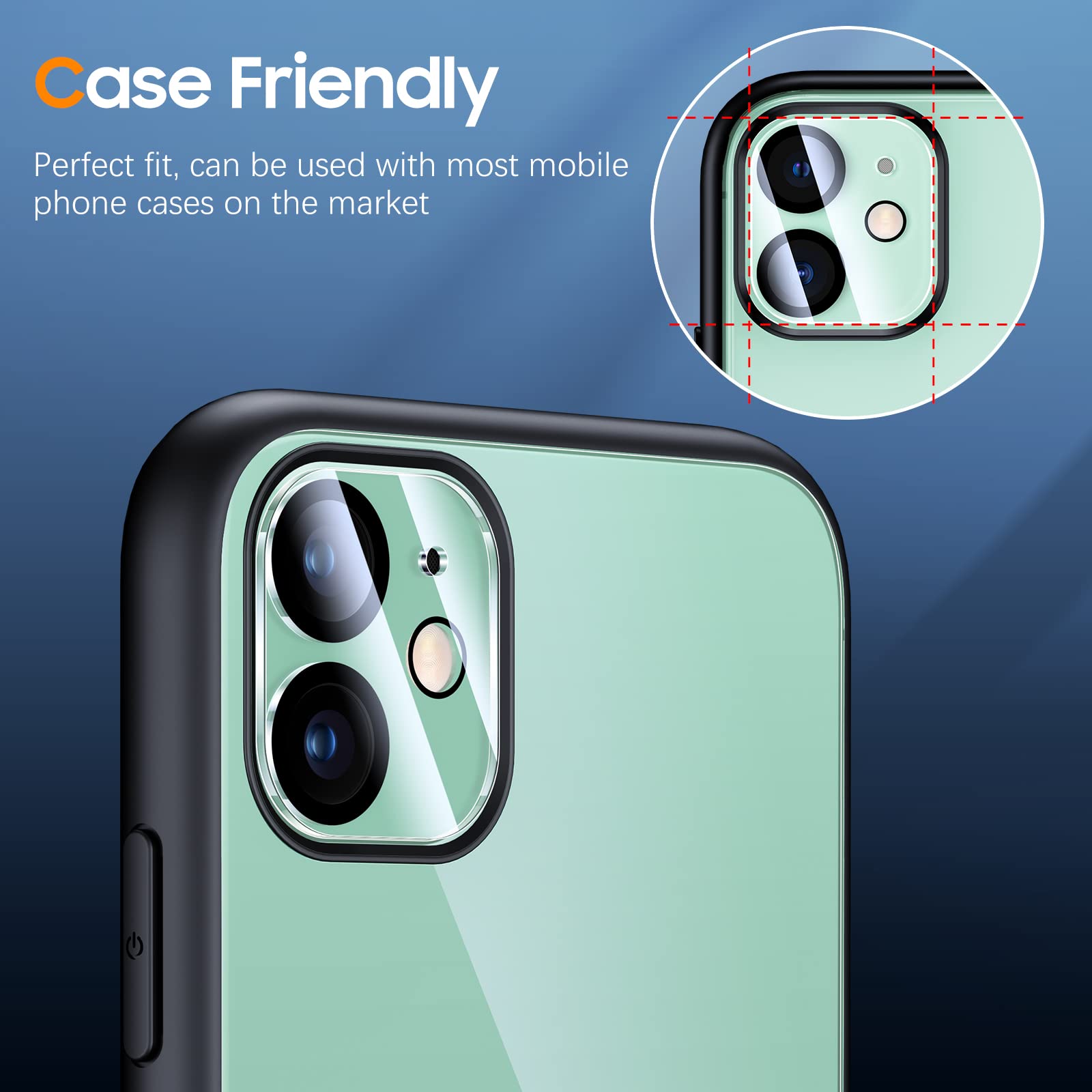 UniqueMe for iPhone 12 Mini/iPhone 11 Camera Lens Protector, [Drop Protection] [High Definition] Tempered Glass Camera Screen Cover Scratch Resistant Case-Friendly with Night Circle - 2 pack