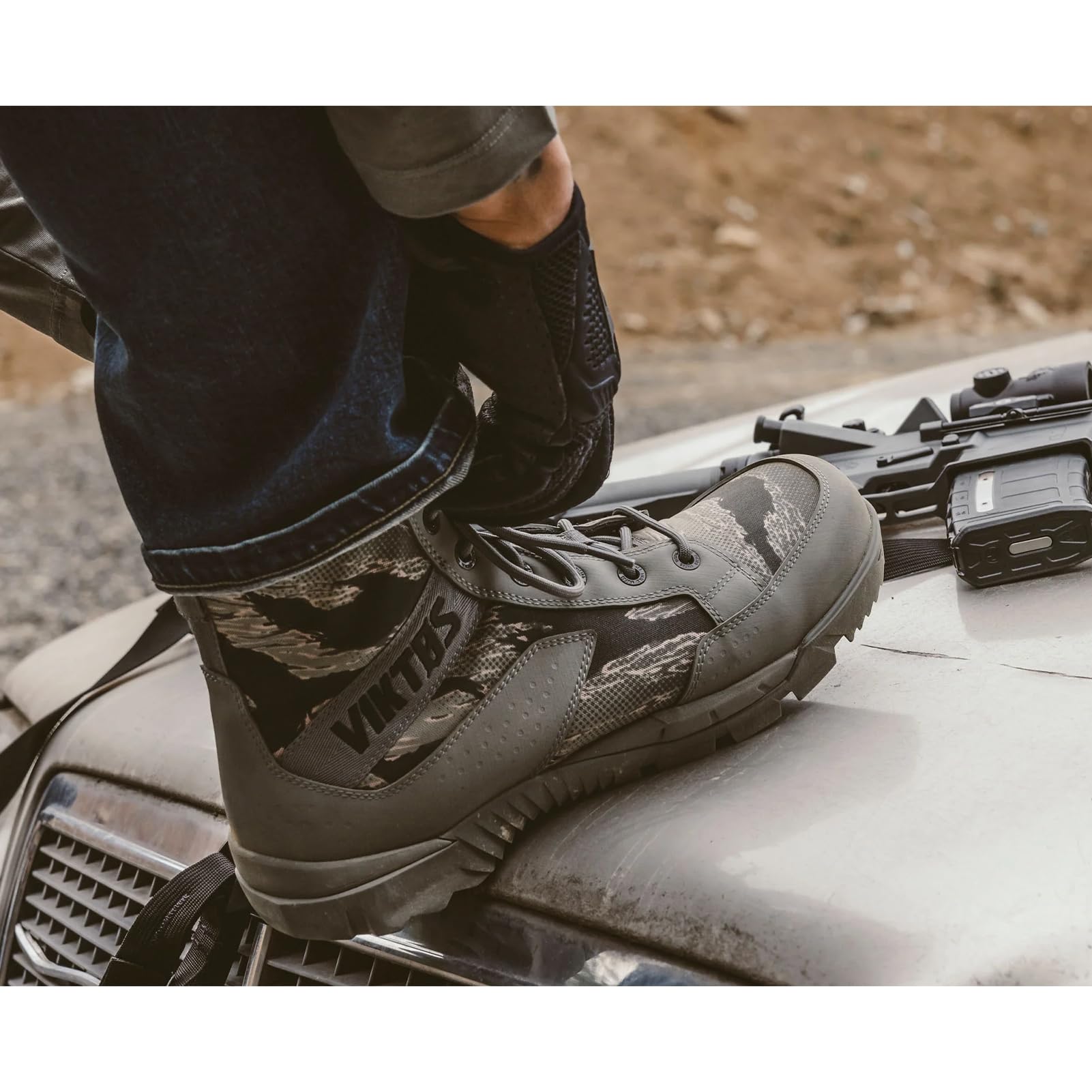 VIKTOS Men's Johnny Combat OPS Tiger Tactical Boots | Durable Water-Resistant Lightweight Mid-Height Outdoor Combat Boots, Size: 9