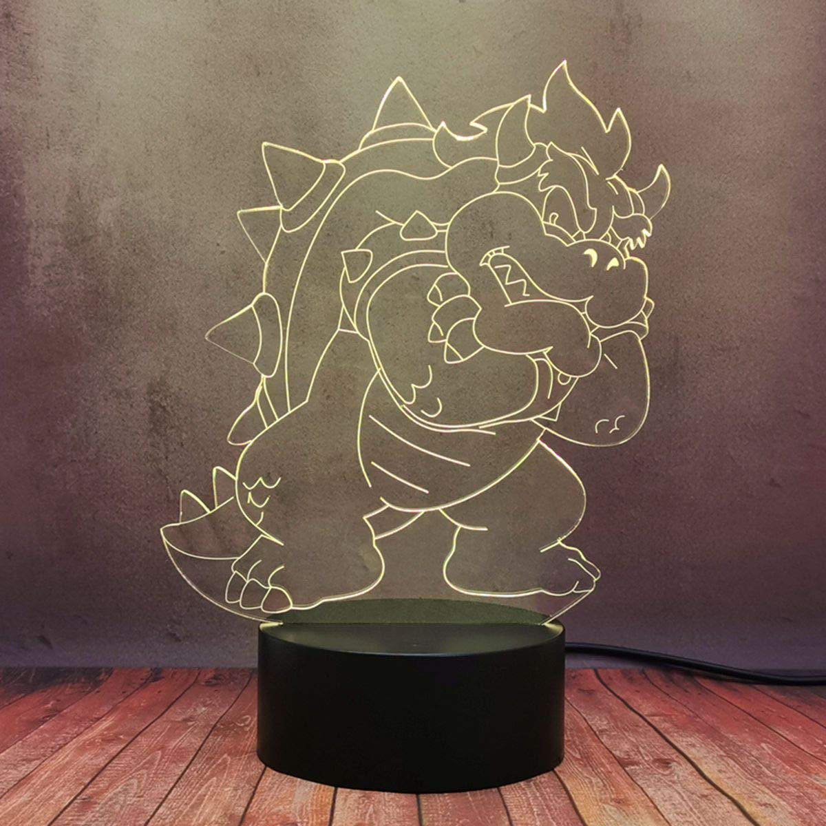 Yoshi Game Lamp 3D Illusion Night Light Big Devil Bowser Koopa LED Touch Remote Lamp USB Charge 16 Color Change Table Lamp Creative Home Bedroom Decor Boy Teen Anime Fans Birthday Gift