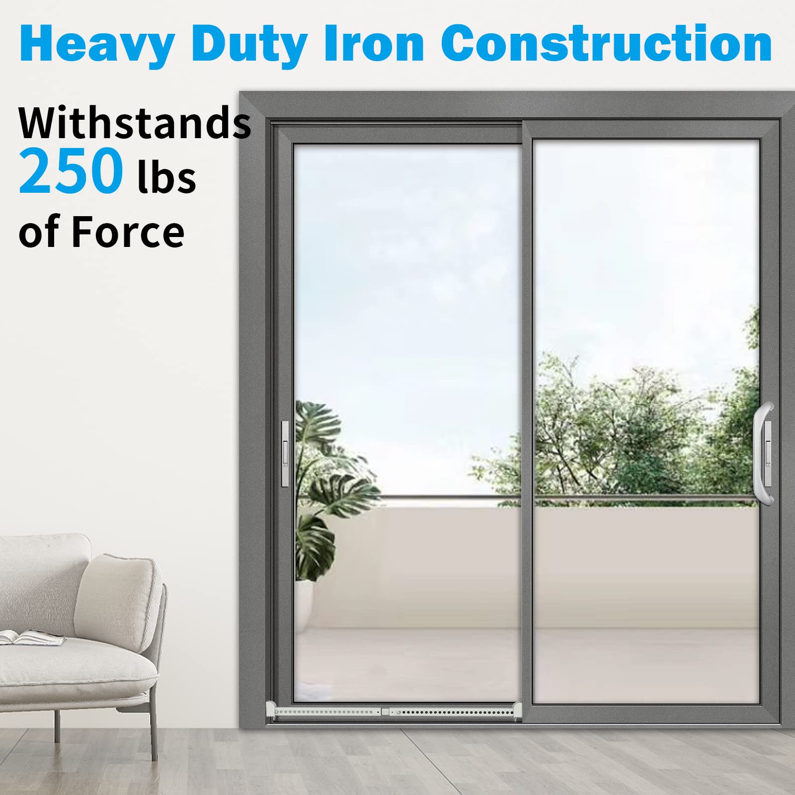 Window Security Bars Adjustable Lock bar Sliding Door Child Safety Extendable (16.6'' to 44'') for Windows, White
