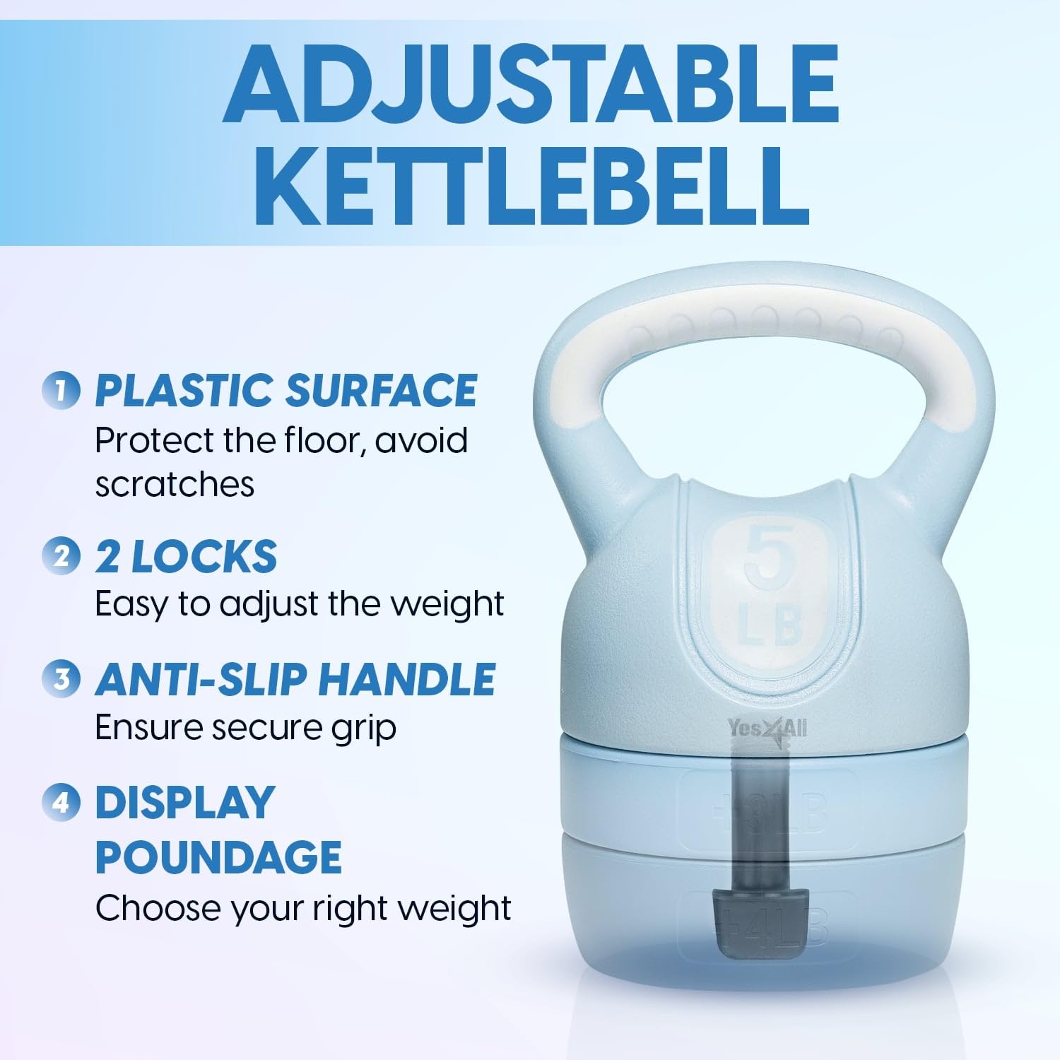 Yes4All Adjustable 12LB Kettlebell Set - Ideal for Home Gym Weight Training
