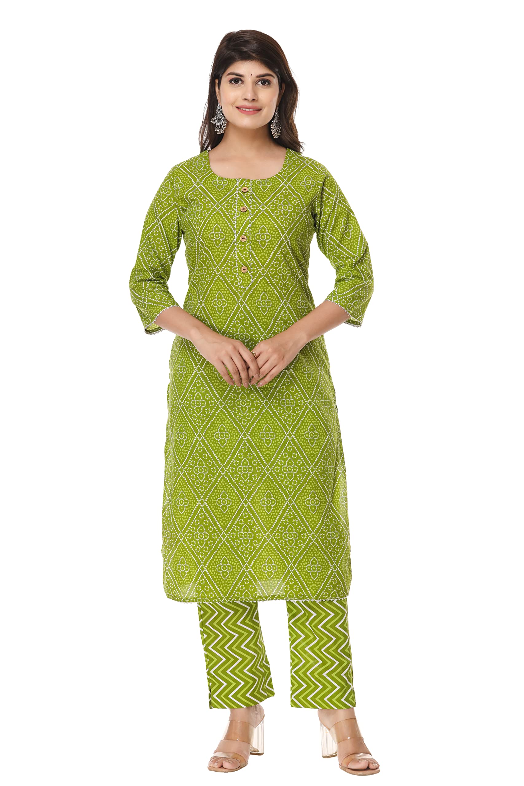 Vihaan Impex Indian Green Kurti Set for Women with matching Pant