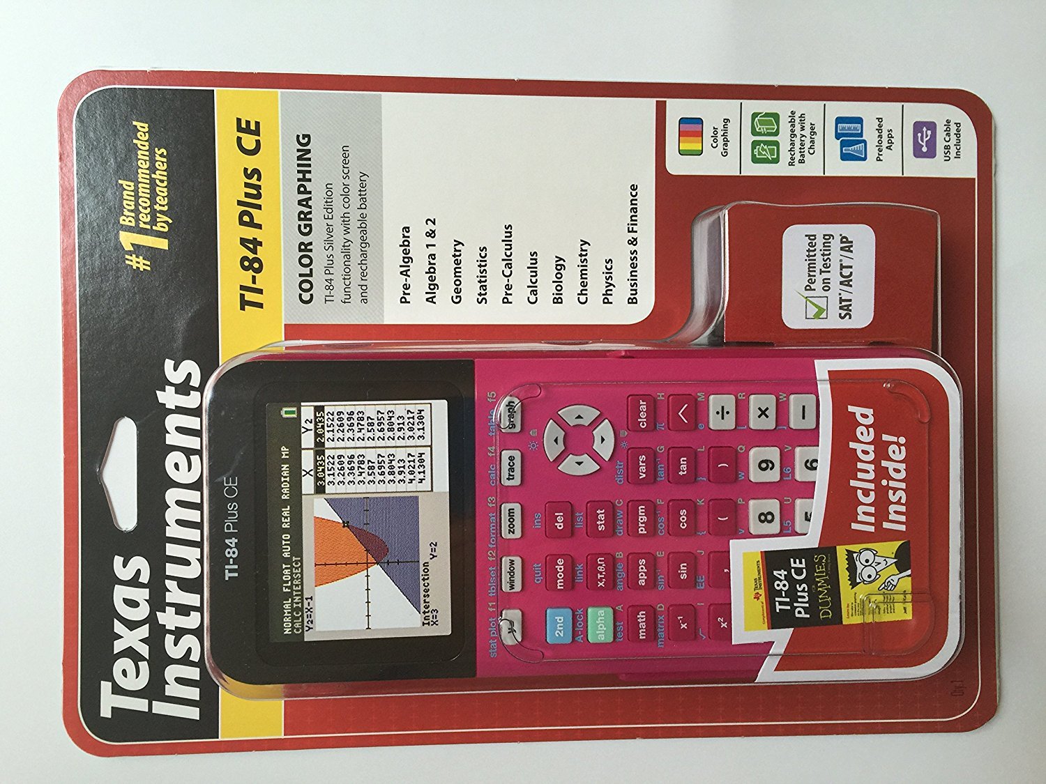 TEXAS INSTRUMENTS TI-84 PLUS CE DUMMIES INCLUDED PINK