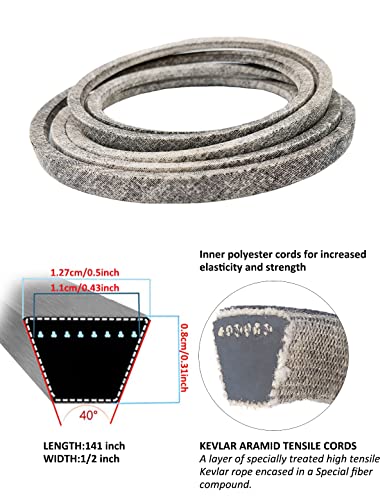 ZYZKPDS Mower Deck Belt for Toro 119-8820 120-3892 ss5000 SS5060 with 50" Deck 1/2 x 141inch Kevlar Cord Belt