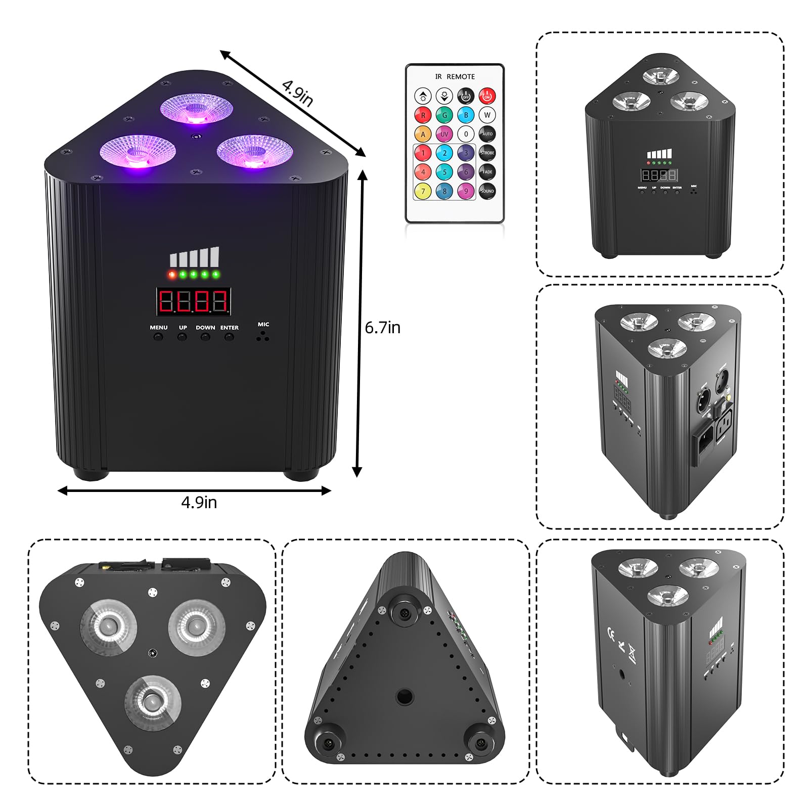 Wireless Par Light 3X4W Led uplight RGBW 4 in 1 Stage Lights Battery Powered Uplights by Remote and DMX Control for DJ Live Show Wedding Event Church Uplights for Events