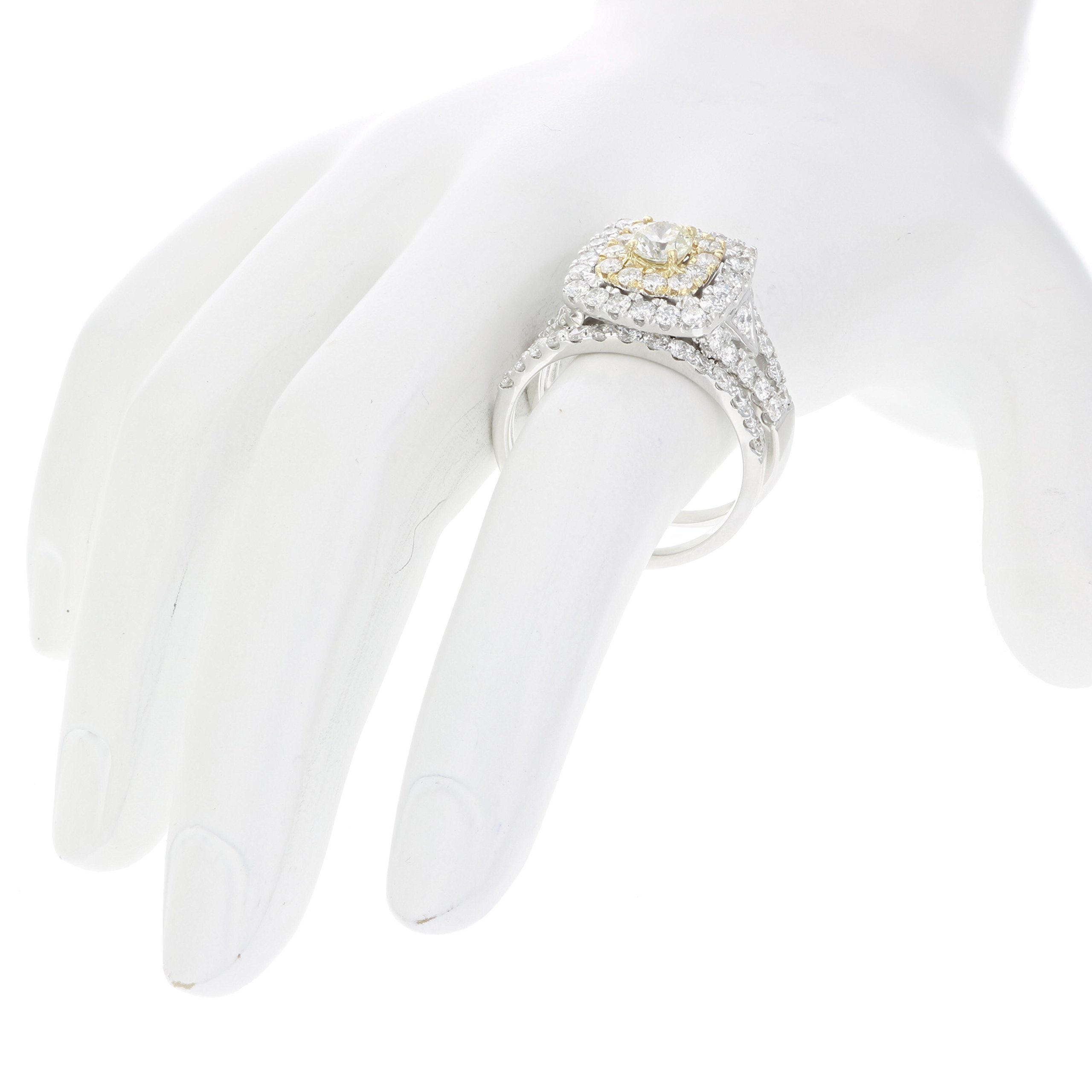 Vir Jewels 2 cttw Diamond Wedding Engagement Ring Set 14K Two Tone Gold Bridal Set Cushion Size 7