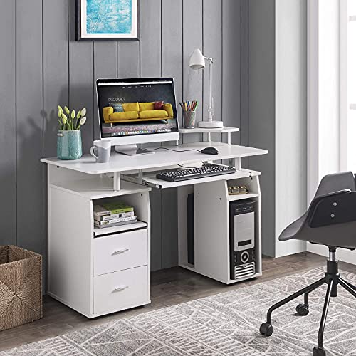 Yliping Classic Design, Computer Desk, Wooden Place Office Desk, 47"x 21"x 33" Computer Desk with Drawer and Keyboard Tray Desk Home Computer