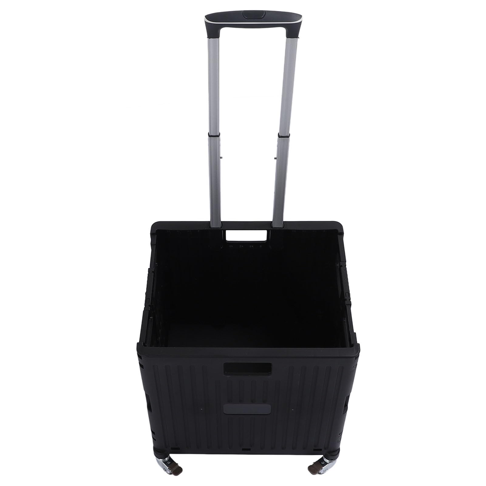VINGVO Folding Rolling Crate, Swivel Casters, Collapsible Utility Cart, Multipurpose Heavy Load with Lid for Camping (Black)