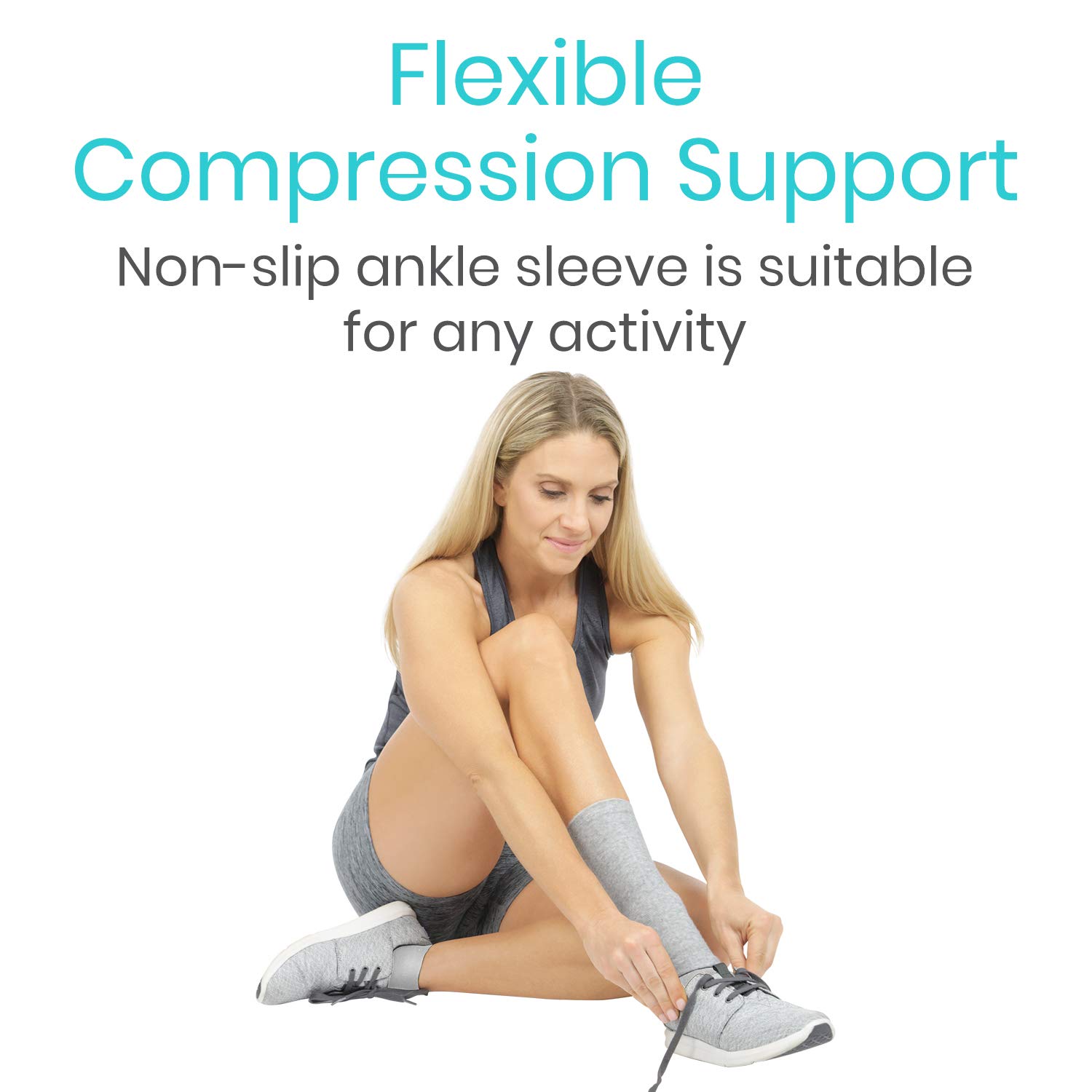 Vive Ankle Compression Socks Women & Men (Pair) - Ankle Sleeve with Elastic Stabilizer Support for Plantar Fasciitis, Achilles Tendonitis, Arthritis, Sprains, Strains, Heels Spurs