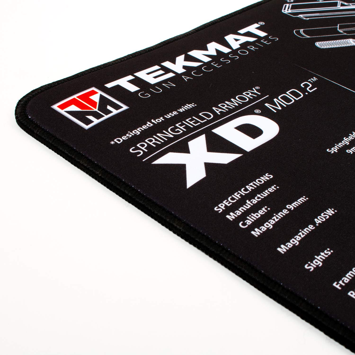 TekMat Handgun Ultra 20 Premium Springfield XD Mod 2 Cleaning Mat, Black, 15" x 20"