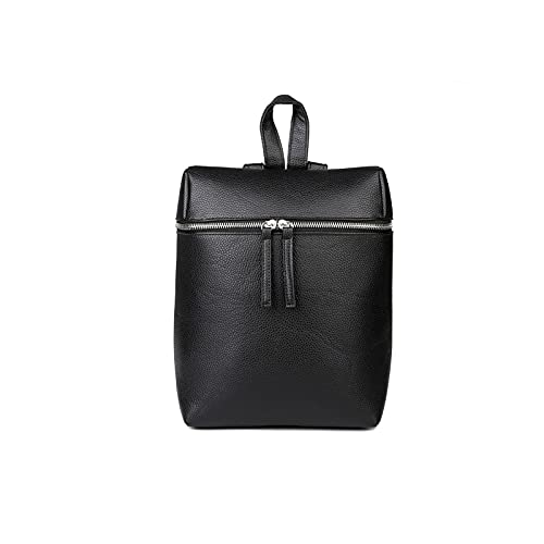 WOBBLO Backpacks Women Backpack White And Black Lady Travel PU Leather Backpacks Female Rucksack Bag (Color : Black)