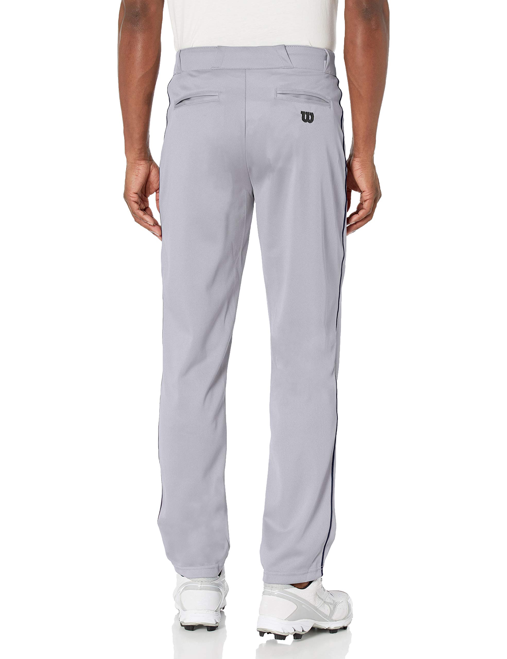 WILSON Men's Classic Relaxed Fit Piped Baseball Pant, Grey/Navy, X-Large