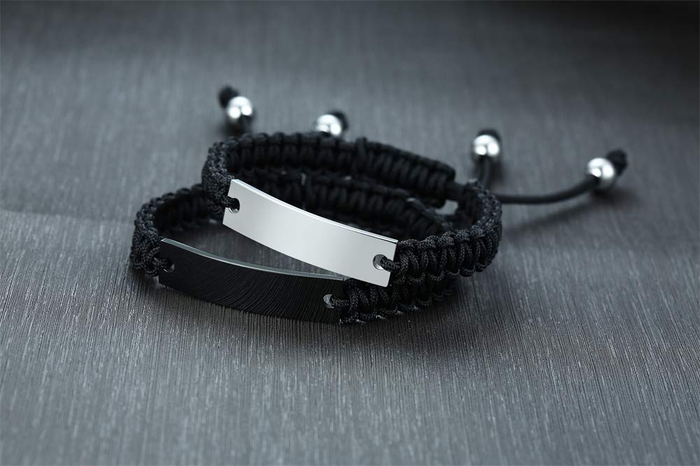 VNOX TYPE 1 DIABETES Handmade Braided Rope Adjustable Medical Alert ID Bracelet Fits Adults