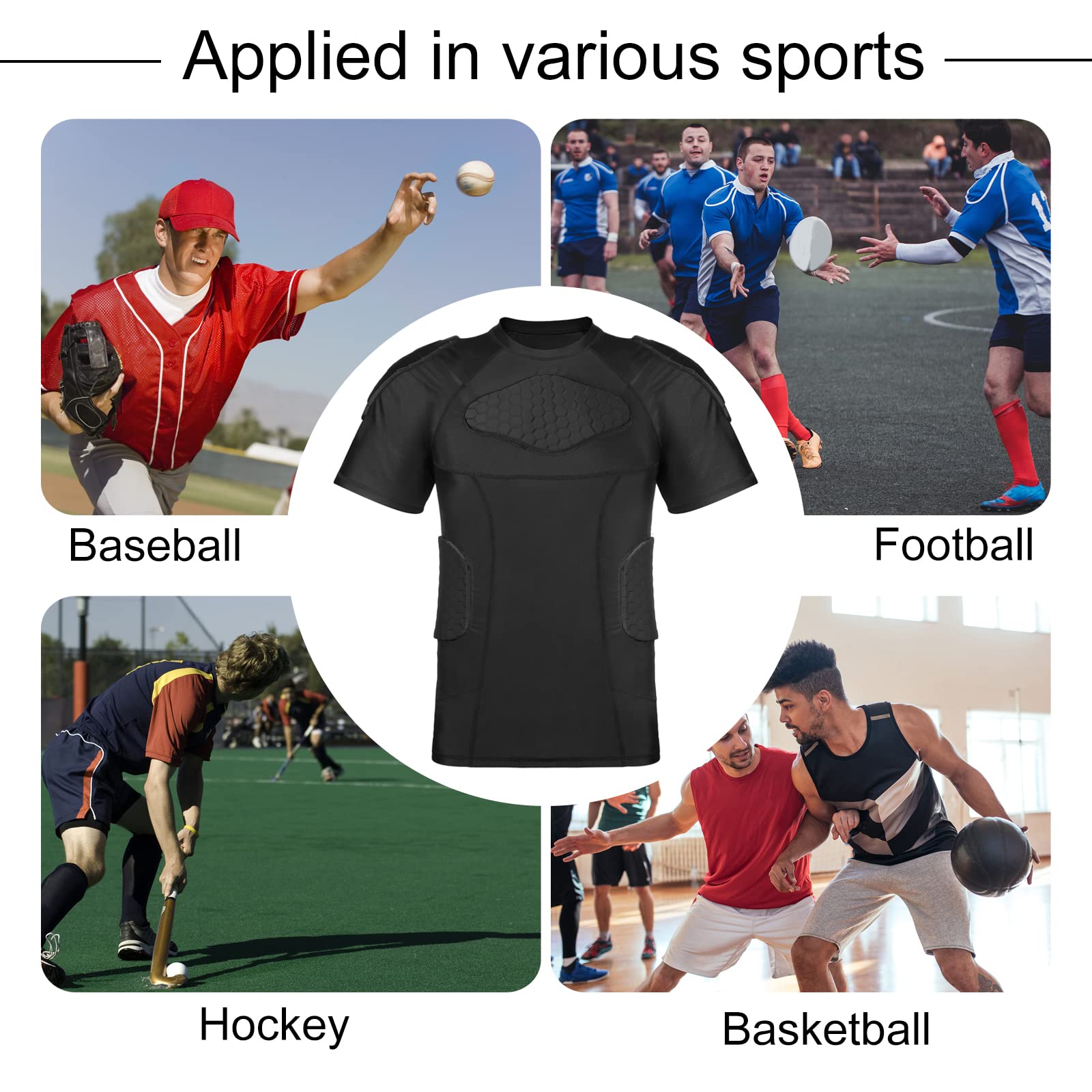 TUOYR Padded Compression Shirt Chest Protector Undershirt for Football Soccer Paintball Shirt