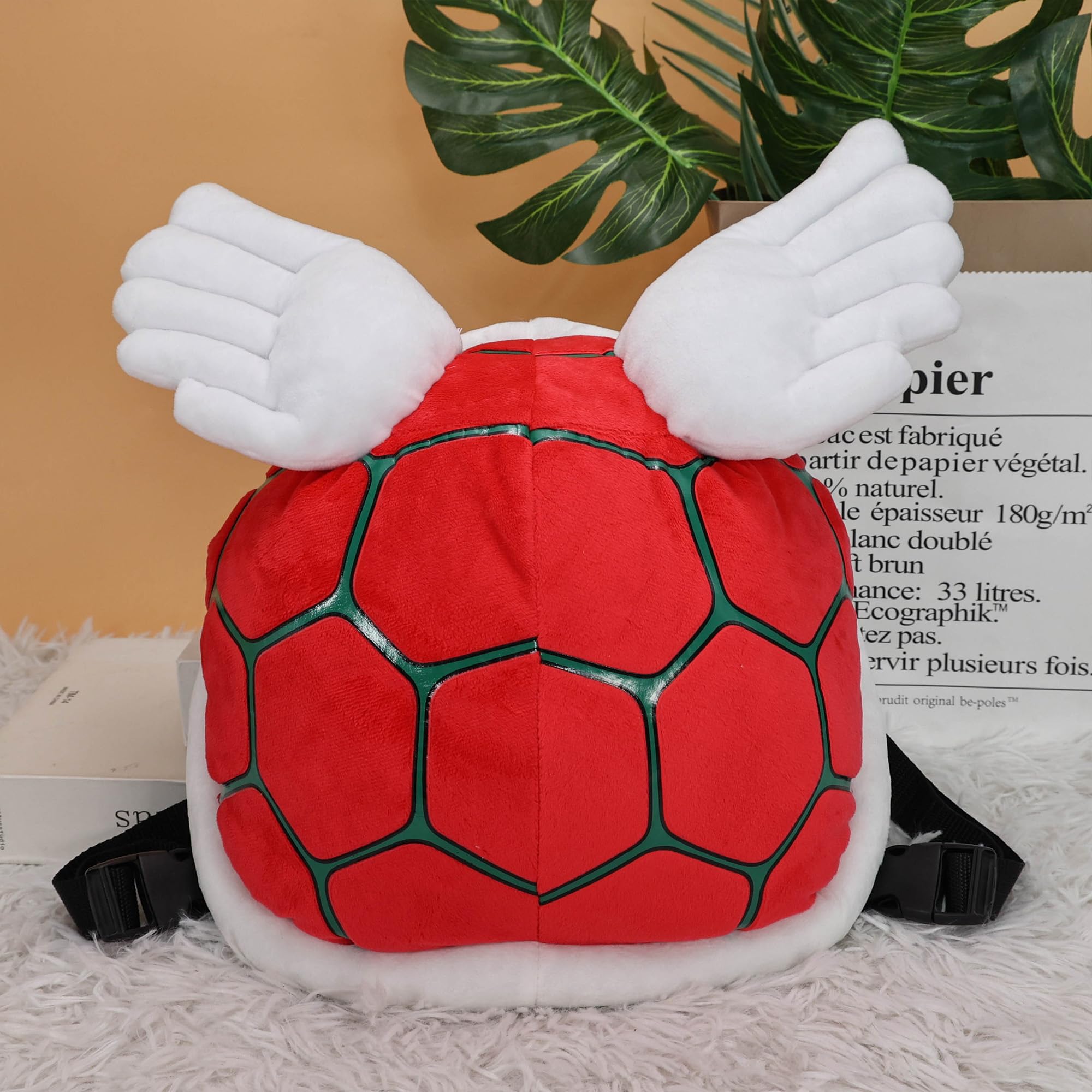 ZYPHYR Red Bowser Backpack with White Wings Super Koopa Paratroopa Bag Turtle Shell Daypack Cosplay Costume Accessory Prop Soft Stuffed Cartoon Toys