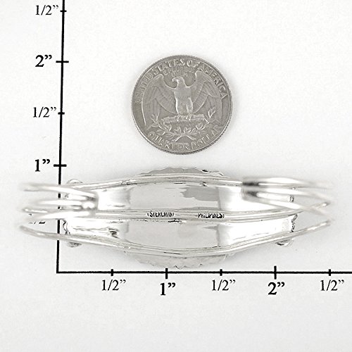Turquoise Bracelet Sterling Silver 925 Genuine Gemstones Cuff Bracelet (Turquoise)