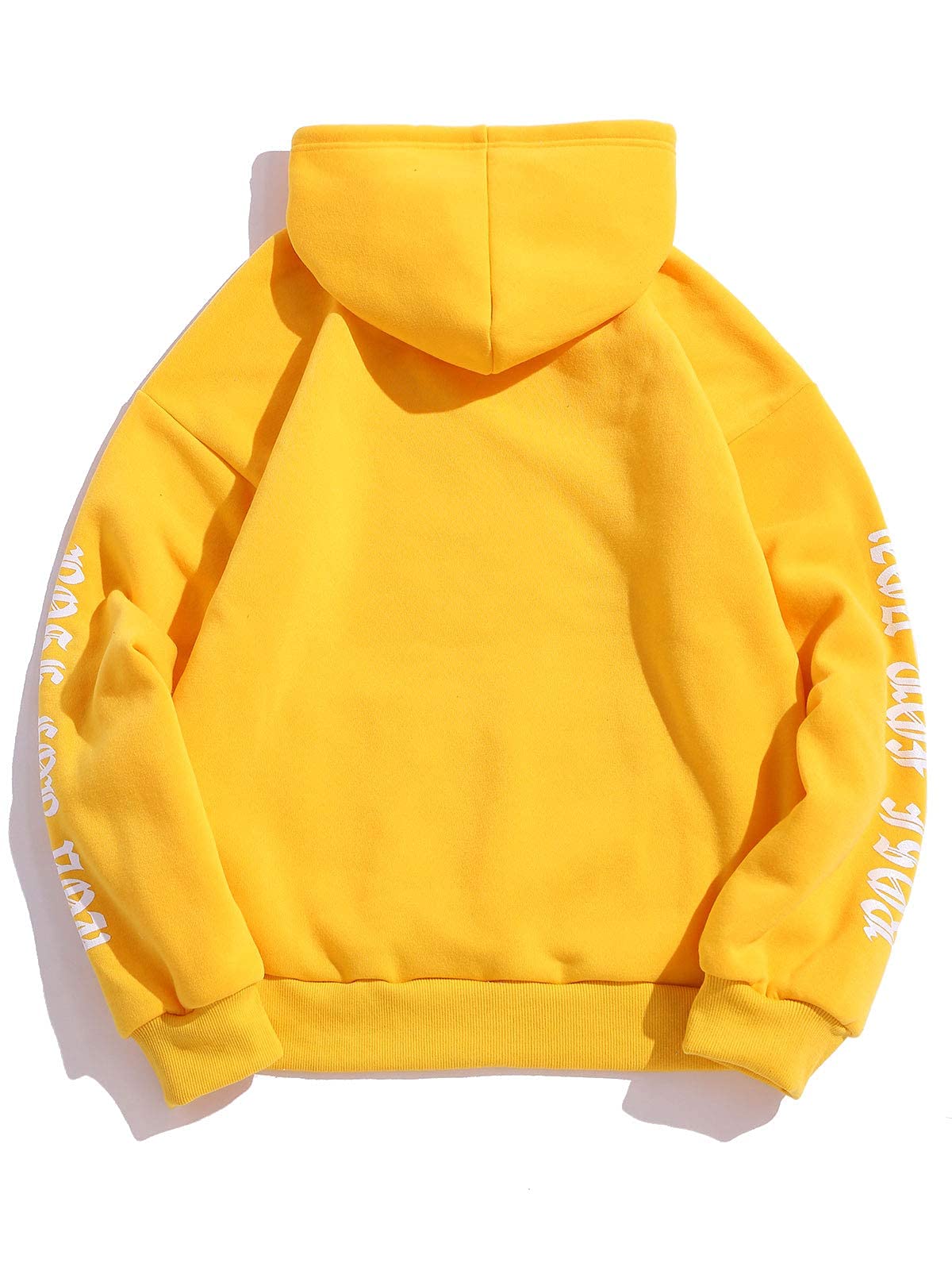 ZAFUL Men's Fleece Hoodie Unisex Rose Letter Print Hooded Pullover Kangaroo Pocket Sweatshirt Yellow XL