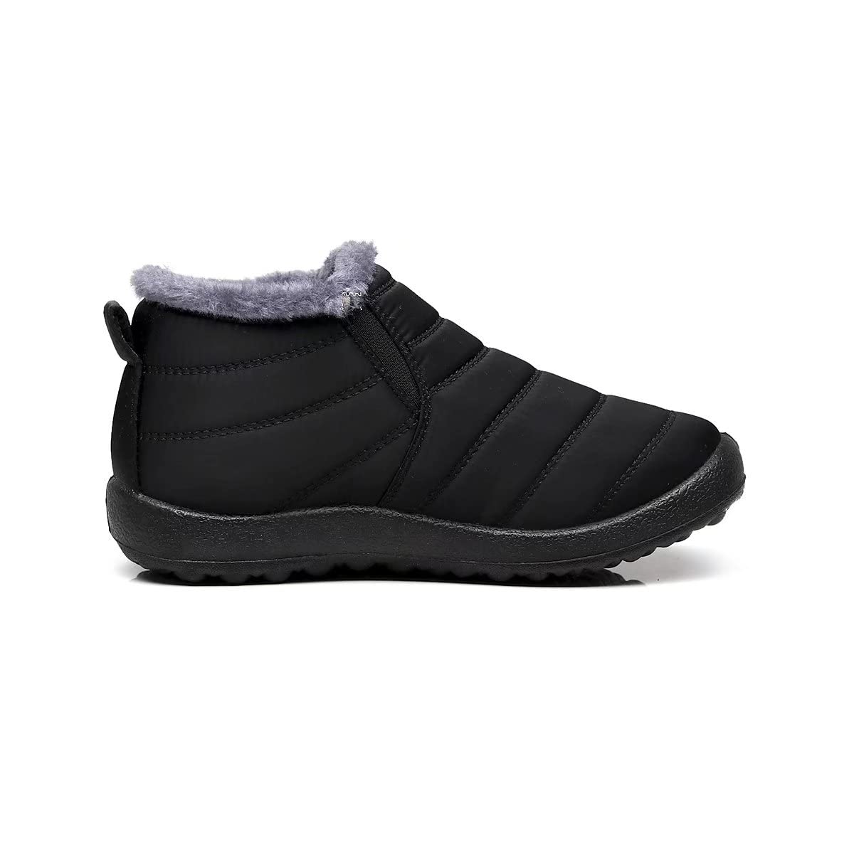 Women Warm Ankle Snow Boots Fur Lining Thickening Slip On Winter Shoes Black US 8.5(41)