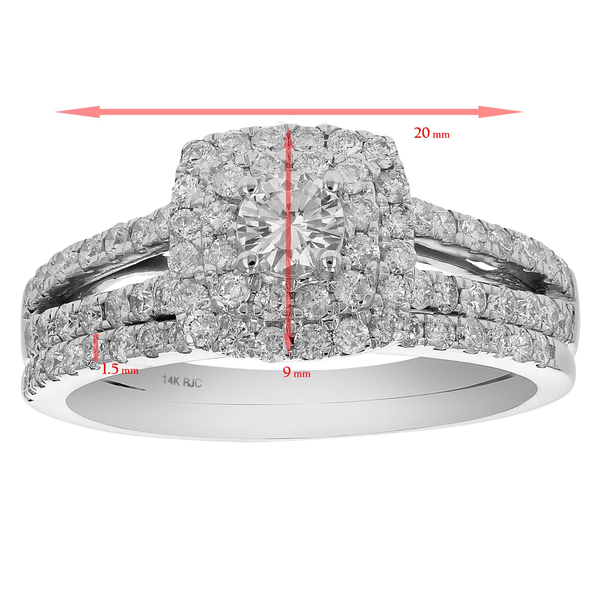 Vir Jewels 1 cttw Diamond Prong Set Wedding Engagement Ring Set 14K White Gold Bridal Style Size 7