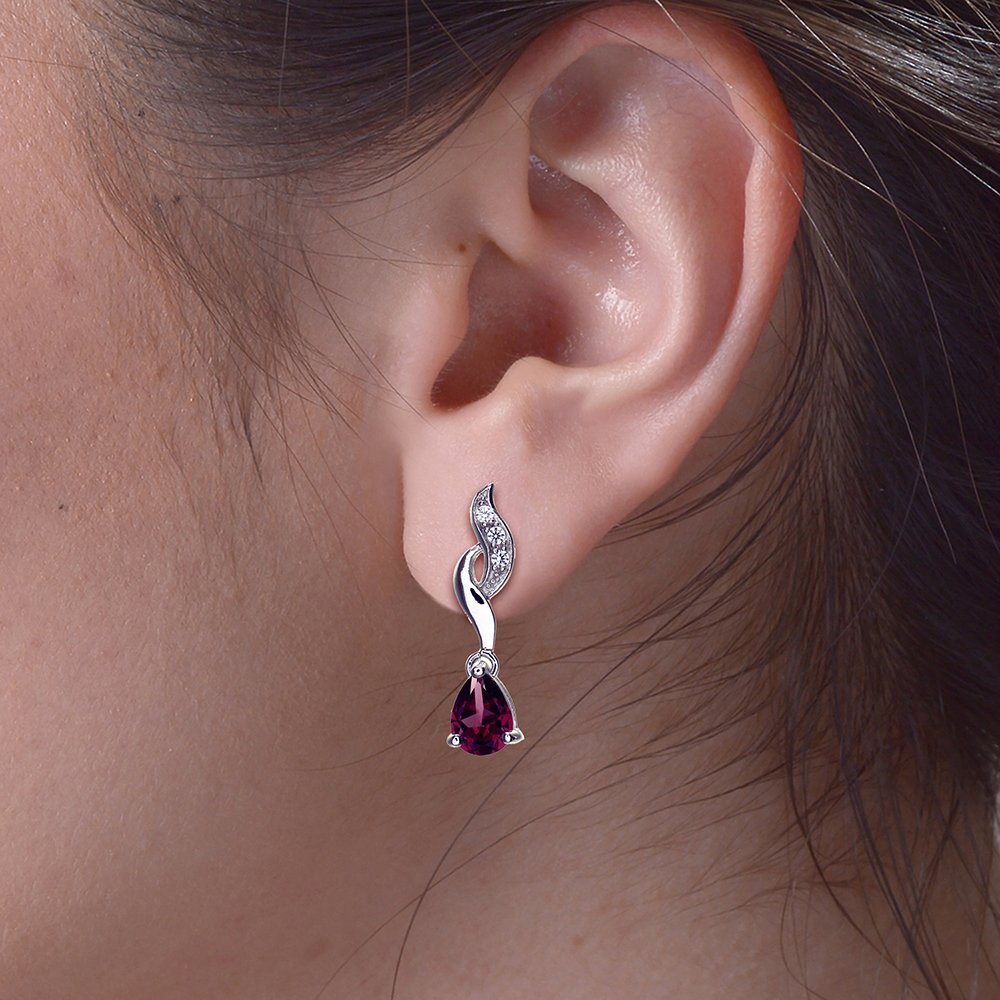 Vir Jewels 1.10 cttw Garnet Dangle Earrings .925 Sterling Silver With Rhodium 7x5 MM Pear