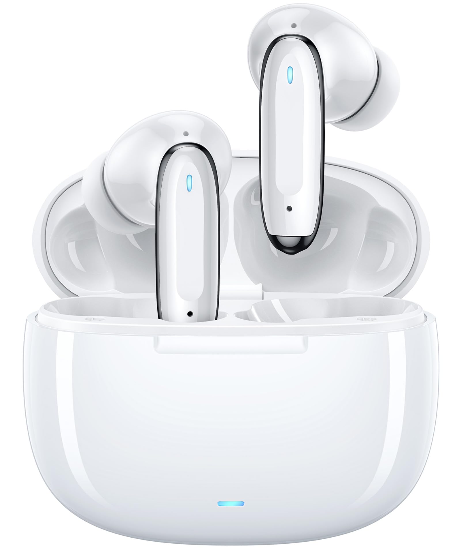 Wireless Earbuds Bluetooth Headphones 60Hrs Playtime Ear Buds Noise Cancelling Headset Deep Bass in-Ear Earphones with Mic for iPhone Android White (颜色)