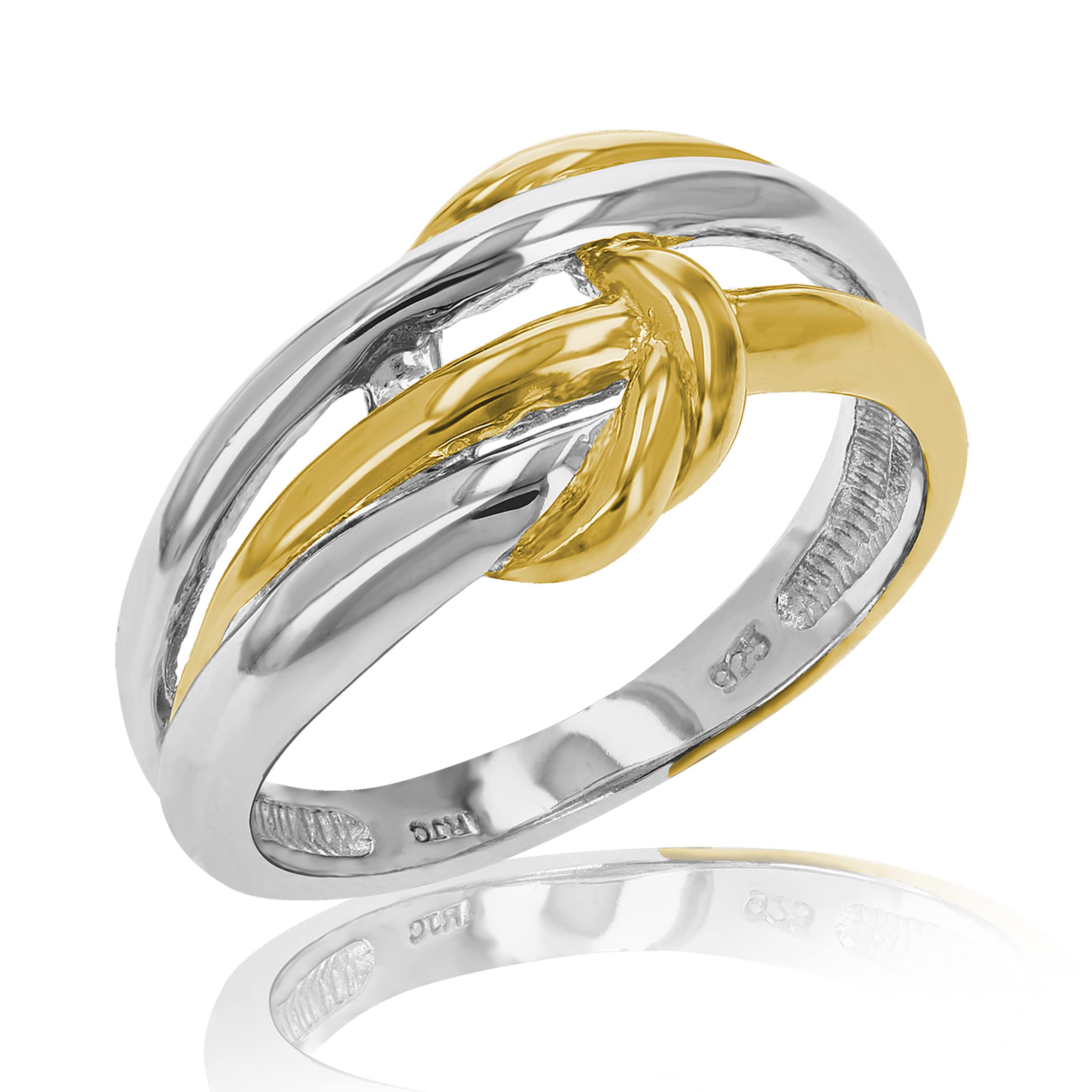VIR JEWELS Knot Fashion Ring in Yellow Gold Plated over .925 Sterling Silver Size 7