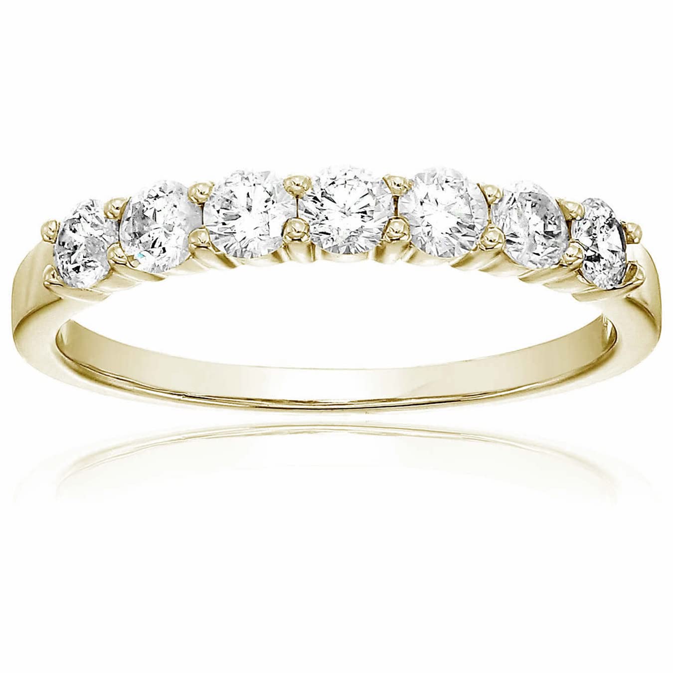 Vir Jewels 1/2 carat (ctw) Diamond Wedding Anniversary Band for Women, Round Diamond Engagement Ring 14K Yellow Gold Prong Set 0.50 cttw, Size 5