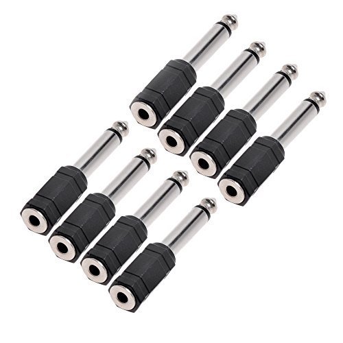 Zramo® Professional Converter Adapter 8 Piece 6.35mm 1/4 Male to 3.5mm 1/8 Female Stereo to Mono Audio Mic Plug Adapter Jack, Microphone Accessory