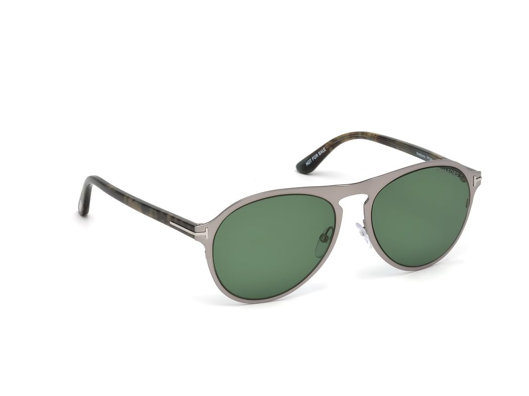 Tom Ford FT0525 Sunglasses - Shiny Light Ruthenium Frame, Green Lenses, 56 mm Lens FT05255614N